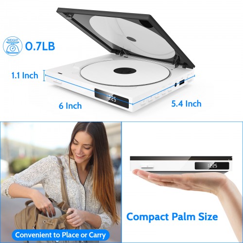 Super Mini CD DVD Player with Built-in Speaker, HDMI AV Output Portable ...